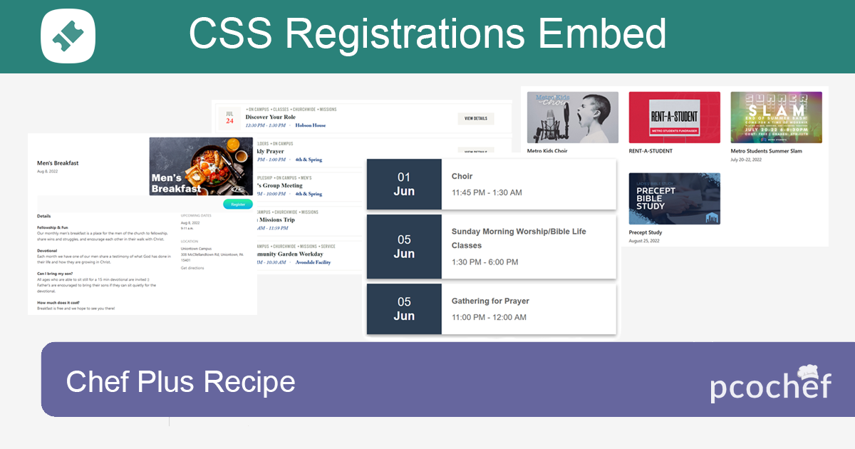 Chef Plus CSS Events Embed