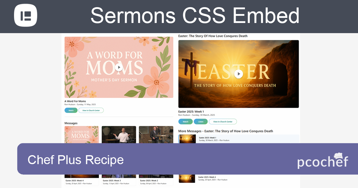 Chef Plus CSS Sermons Embed